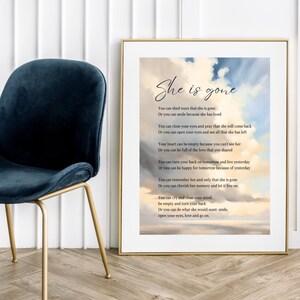 She is Gone | David Harkins Printable Poem, Digital Download, Grief ...