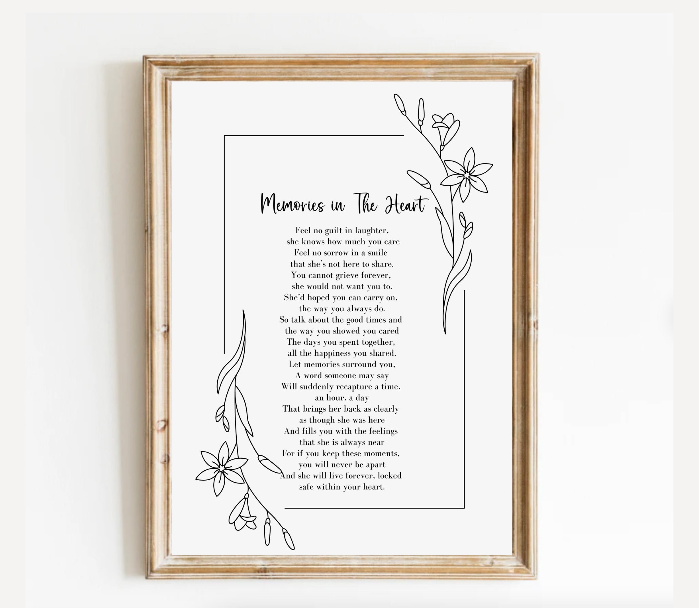 Memories in the Heart Memorial Poem. Celebration of Life, Funeral ...