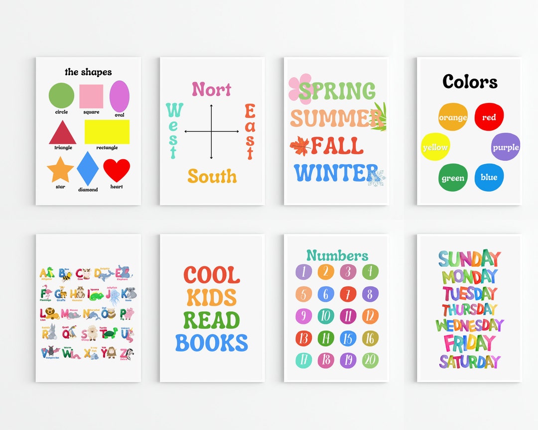 Set of Boho Educational Posters, Educational Art, Classroom Bundle ...