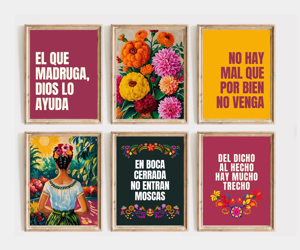 Mexican Proverbs Art Prints | Spanish Inspirational Quotes (digital ...