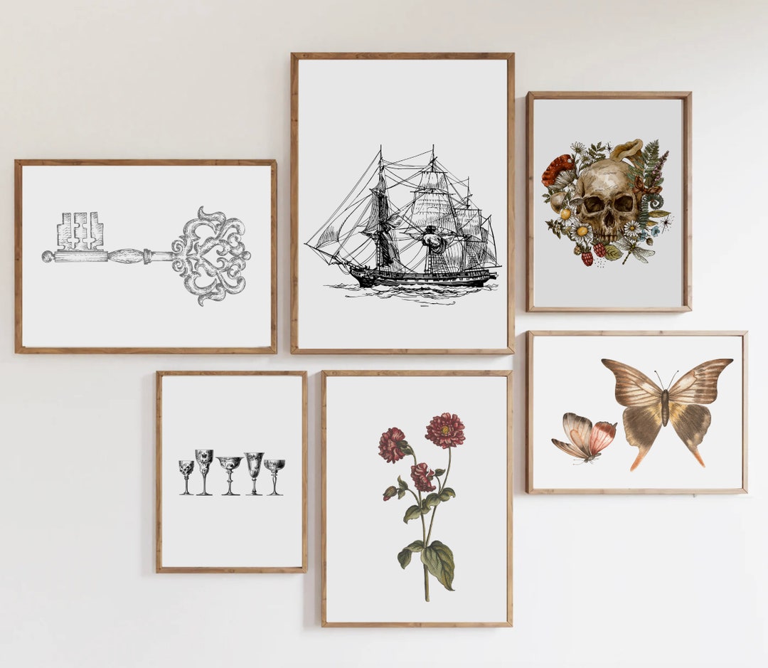 Light Academia Decor Set of 8 Prints | Vintage Gallery Wall Art Set ...