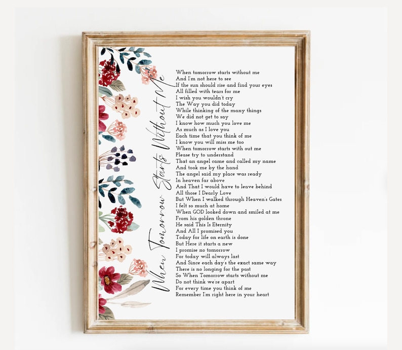 When Tomorrow Starts Without Me Printable Poem, Digital Download, Grief ...