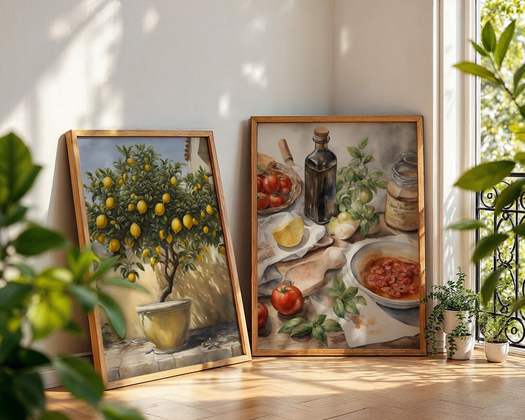 Lemon Tree Kitchen Print Set | Rustic Italian Decor (digital Download ...