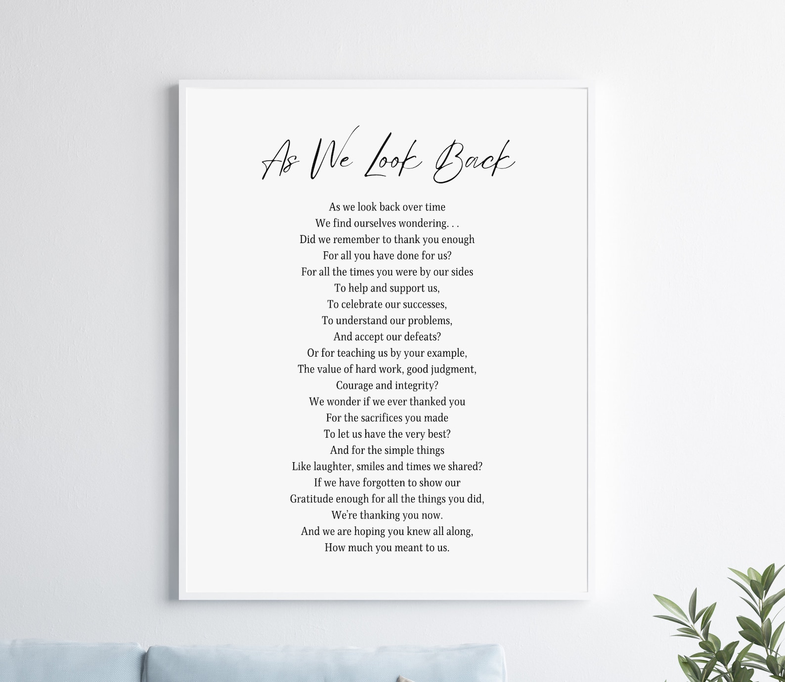 As We Look Back Funeral Poem Print, Celebration of Life Poem for Friend ...