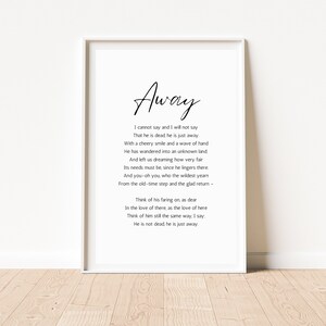 Away | James Whitcomb Riley Printable Poem, Digital Download, Grief ...