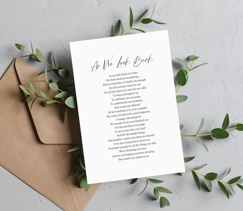 As We Look Back Funeral Poem Print Celebration of Life Poem - Etsy