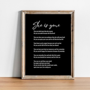 She is Gone | David Harkins Printable Poem, Digital Download, Grief ...