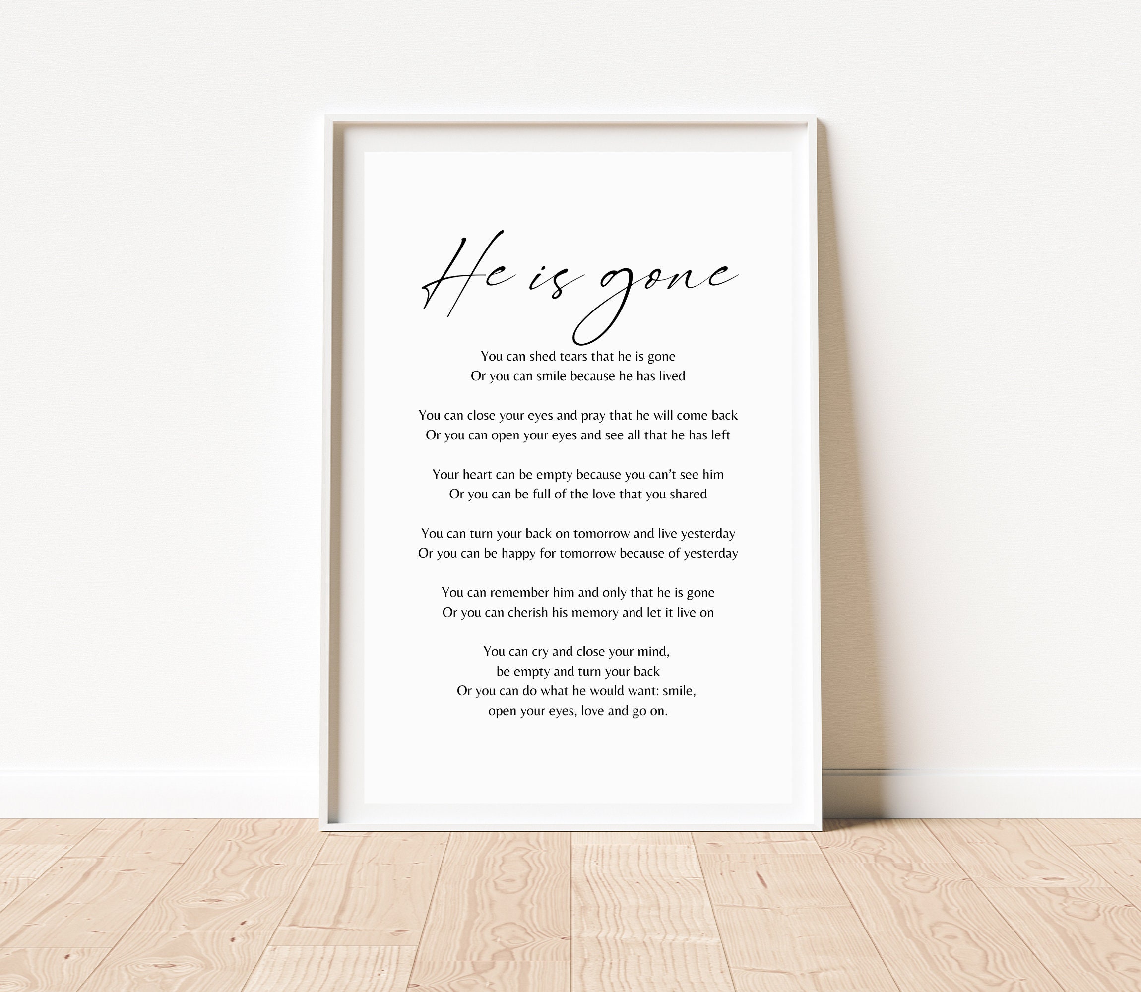 He is Gone David Harkins Printable Poem Digital Download - Etsy