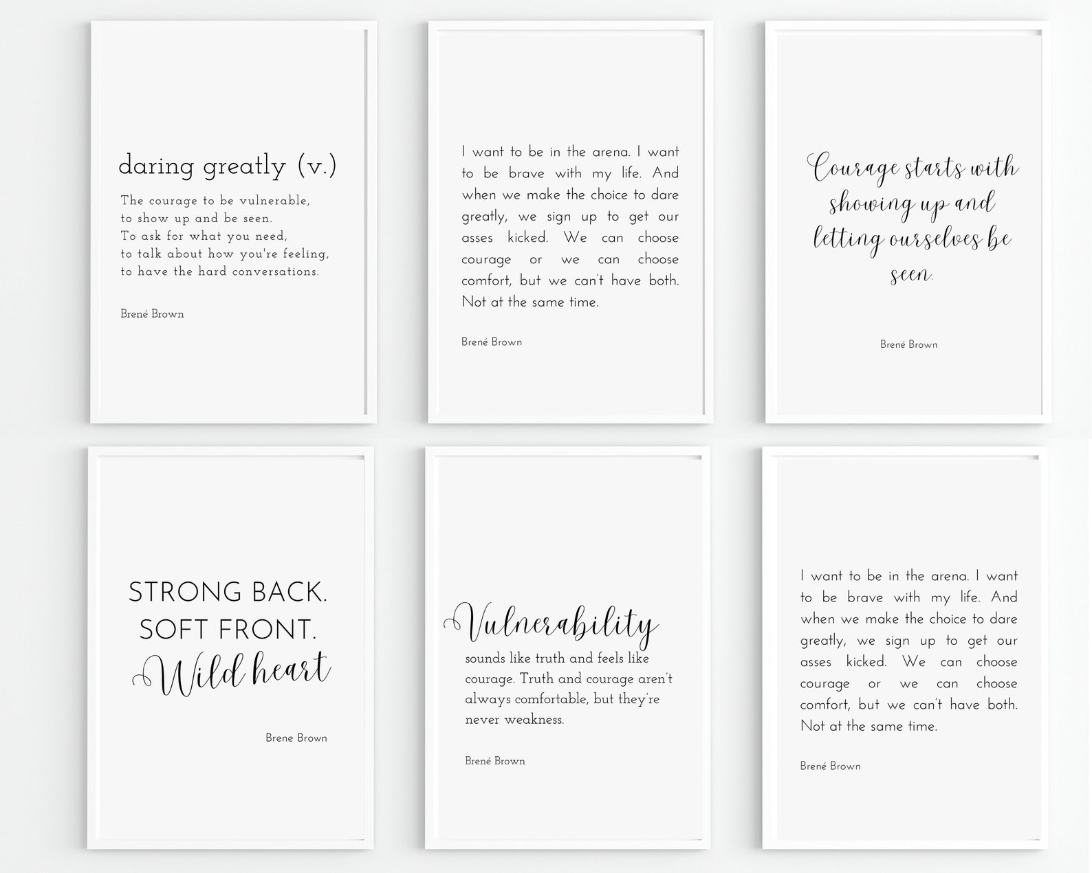 Brene Brown Quotes 6 Piece Wall Art Strong Back. Soft Front - Etsy