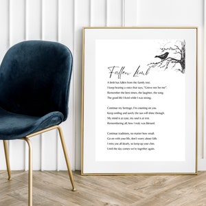 Fallen Limb Memorial Poem. Celebration of Life, Funeral Remembrance ...