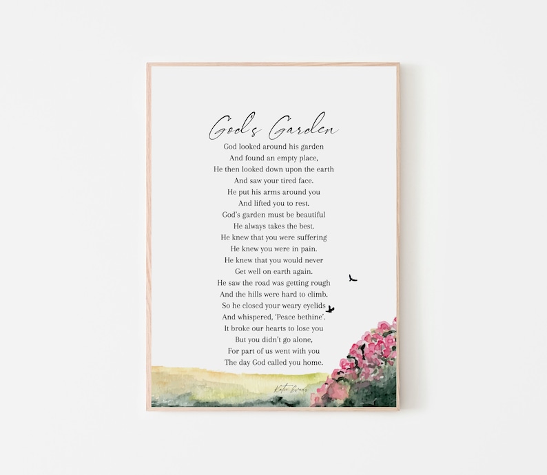 God's Garden | Suffering | Pain | Funeral Poem | Sympathy Gift | Death ...