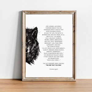 Two Wolves Cherokee Legend Print | Native American Quote (instant ...
