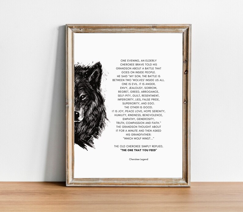 Two Wolves Cherokee Legend Print | Native American Quote (instant ...
