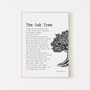 Oak Tree Poem Nature Wall Art Inspirational Art Print Digital Tree ...