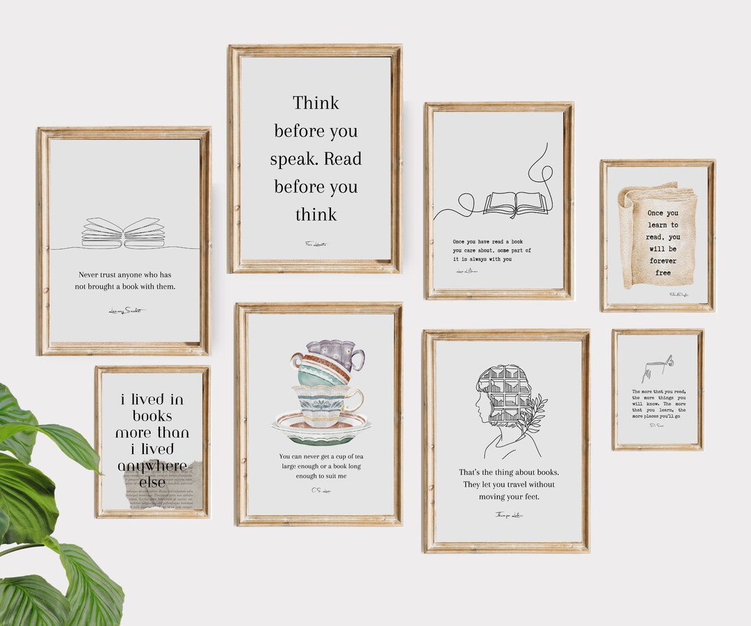 Set of 15 Gallery Wall Set, Bookish Prints, Book Wall Art | Book Lover ...