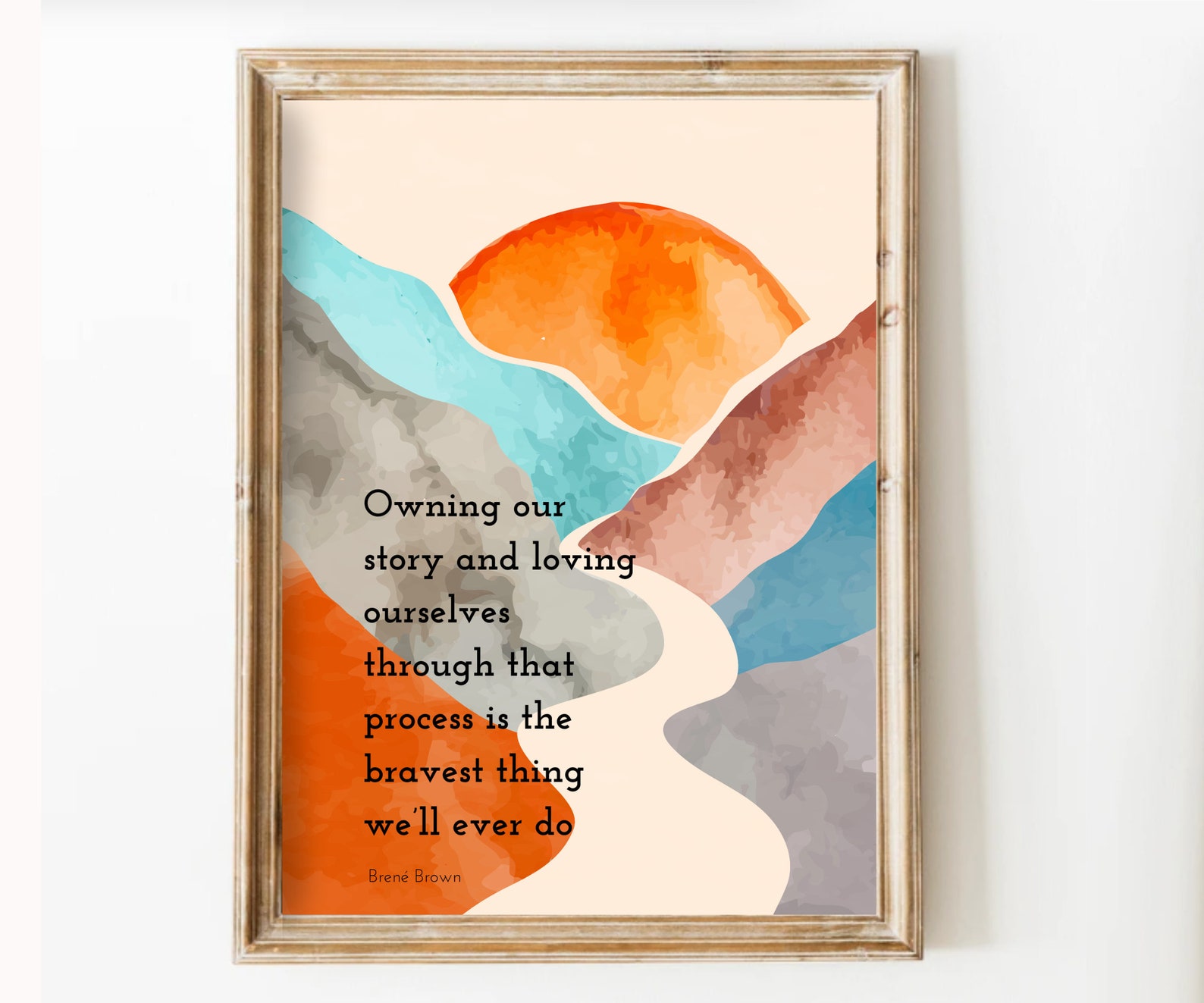 Choose Courage Over Comfort Brene Brown Watercolour Retro Print, Brene ...