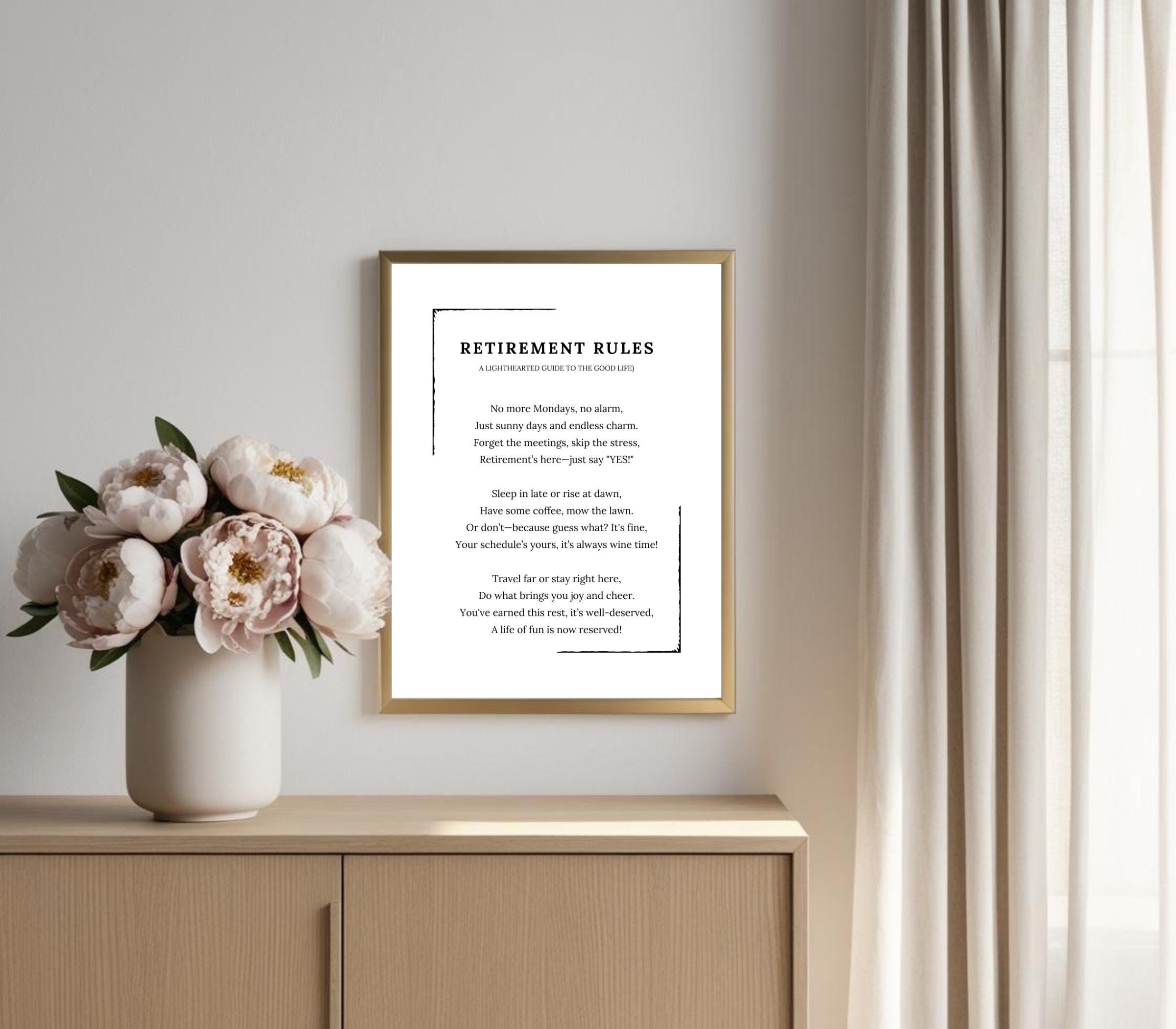 Funny Retirement Rules Poem Printable | Digital Wall Art, Inspiring ...