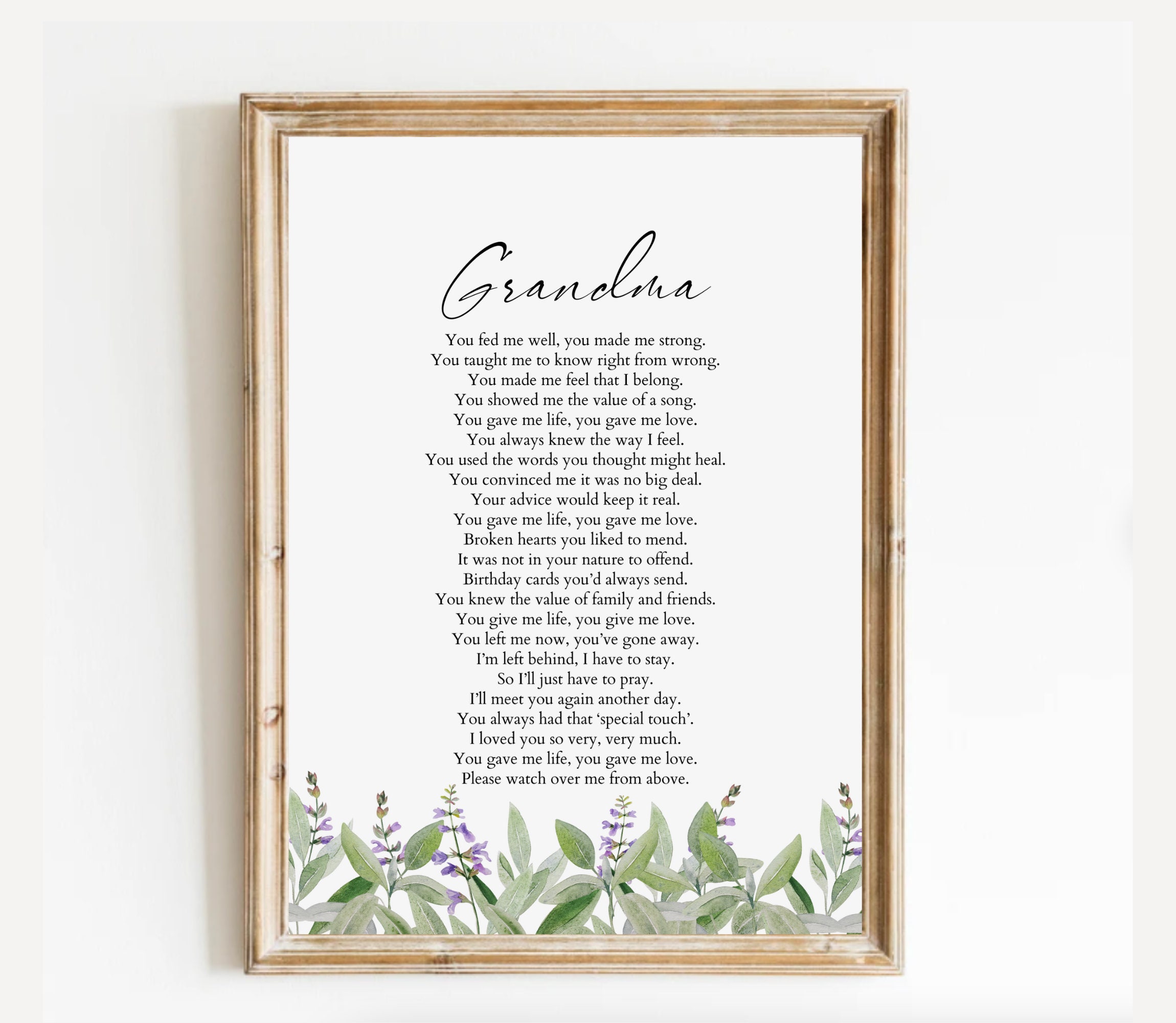 Grandma Memorial Poem. Celebration of Life Funeral - Etsy