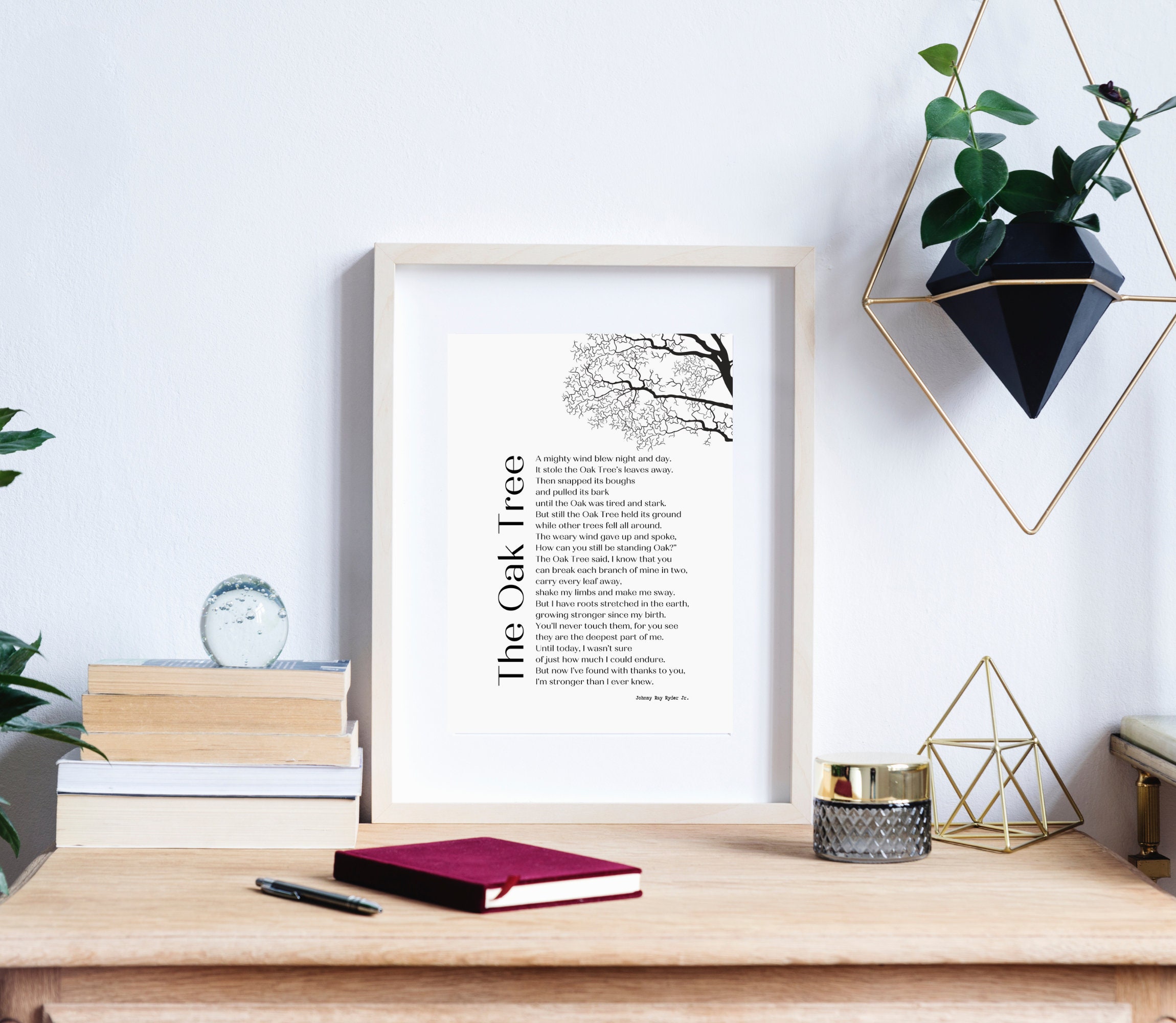 Oak Tree Poem Nature Wall Art Inspirational Art Print - Etsy