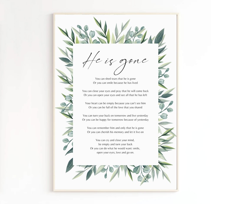 He is Gone David Harkins Printable Poem, Digital Download, Grief Quote ...