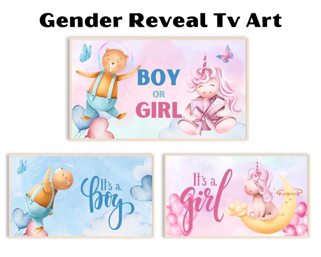 Baby Gender Reveal Samsung Frame TV Art | Baby Shower Watercolor 4k ...