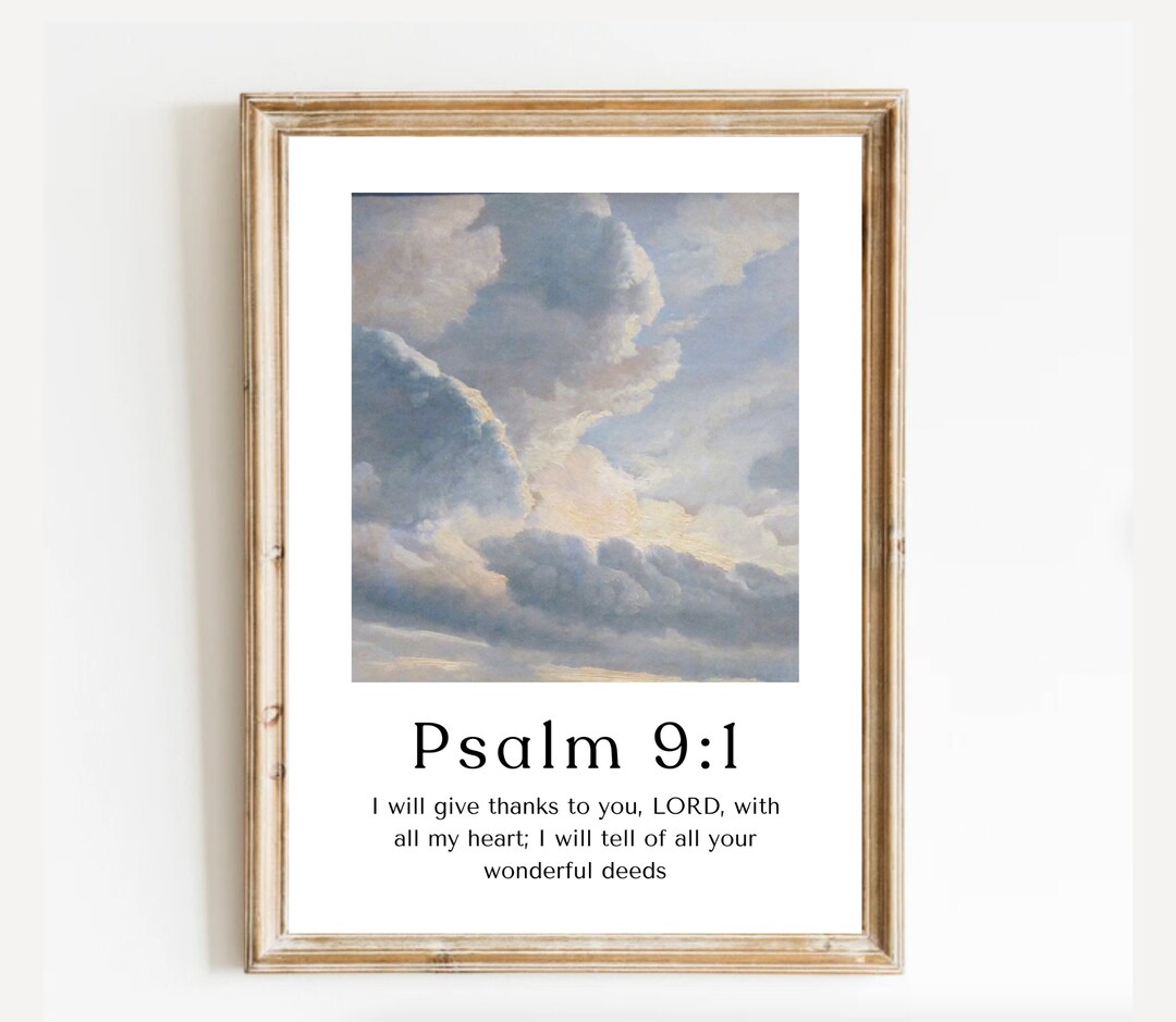 Psalm 9:1 I Will Give Thanks to You Lord, Digital Print, Bible Verse ...