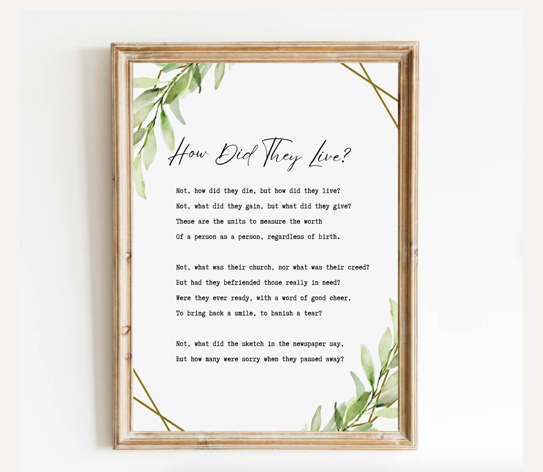How Did They Live? Printable Poem, Digital Download, Grief Quote, A ...