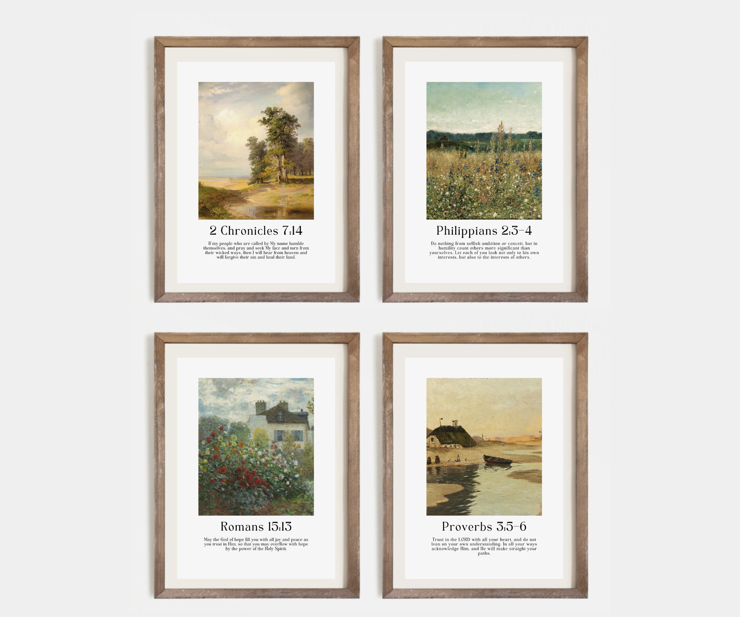 Bible Verse Prints Set of 4 Vintage PRINTABLE Modern Scripture Decor ...