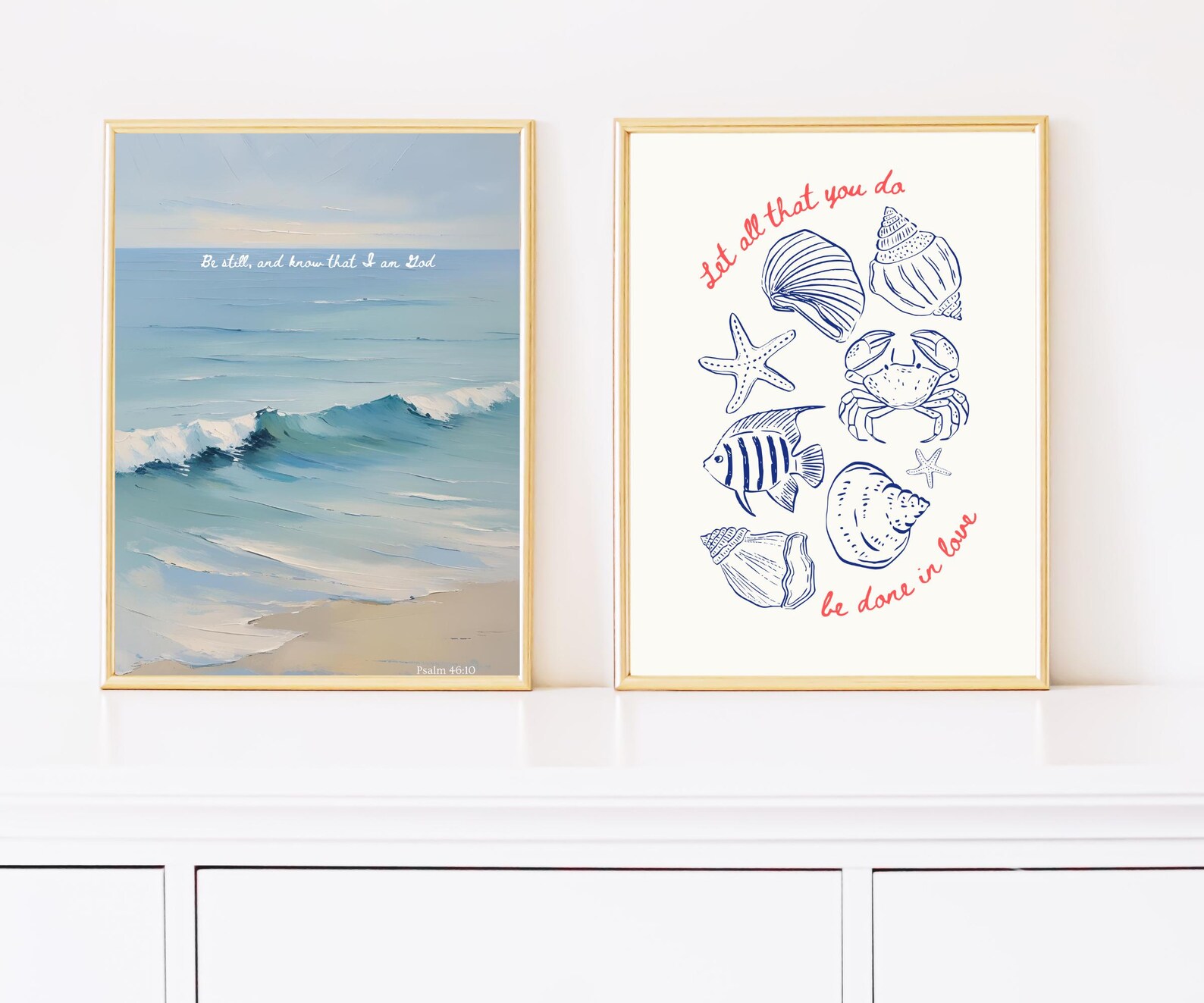 Coastal Scripture Wall Art Set: Beach Bible Verse Prints (digital ...