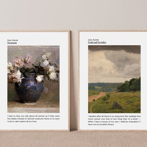 Jane Austen Gallery Art Set, Pride and Prejudice Wall Art, Jane Austen ...