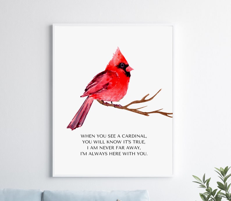 Cardinal Memorial Art Print, Grief Quote, Bereavement Gift (digital ...