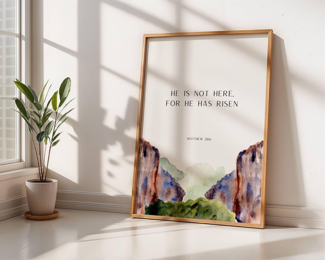 Matthew 28:6 Christian Wall Art | He is Risen Scripture Print | Modern ...