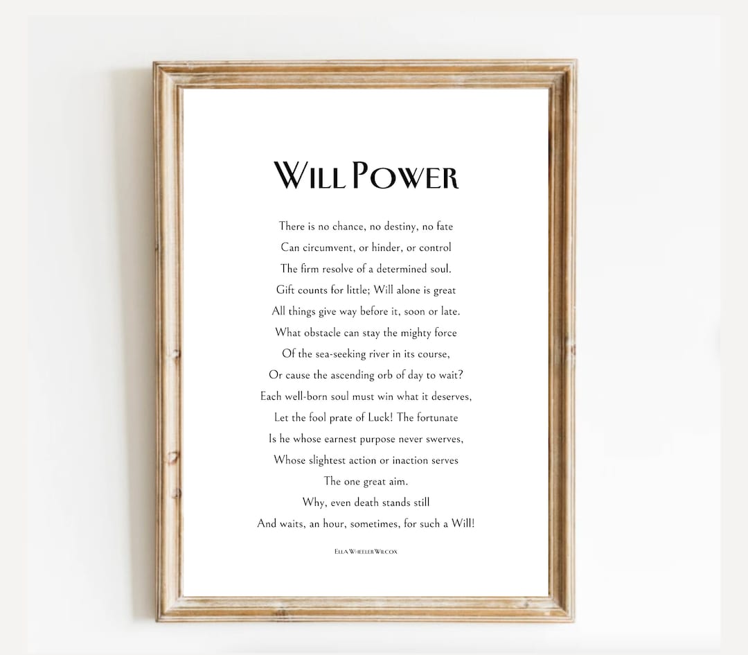 Will Power Poem Poster | Ella Wheeler Wilcox | Leadership | Inspiration ...