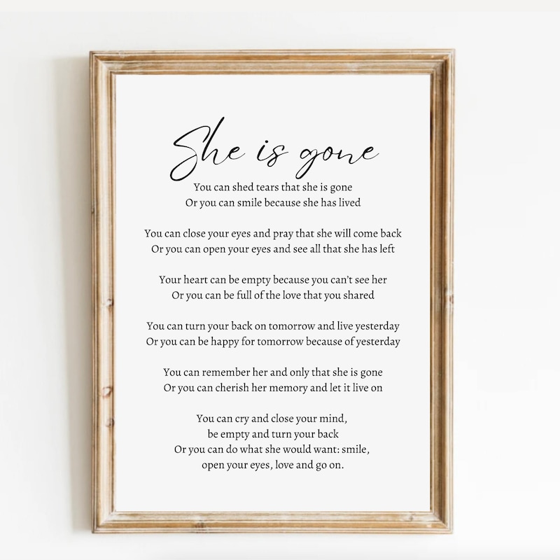 She is Not Gone Poem - Etsy
