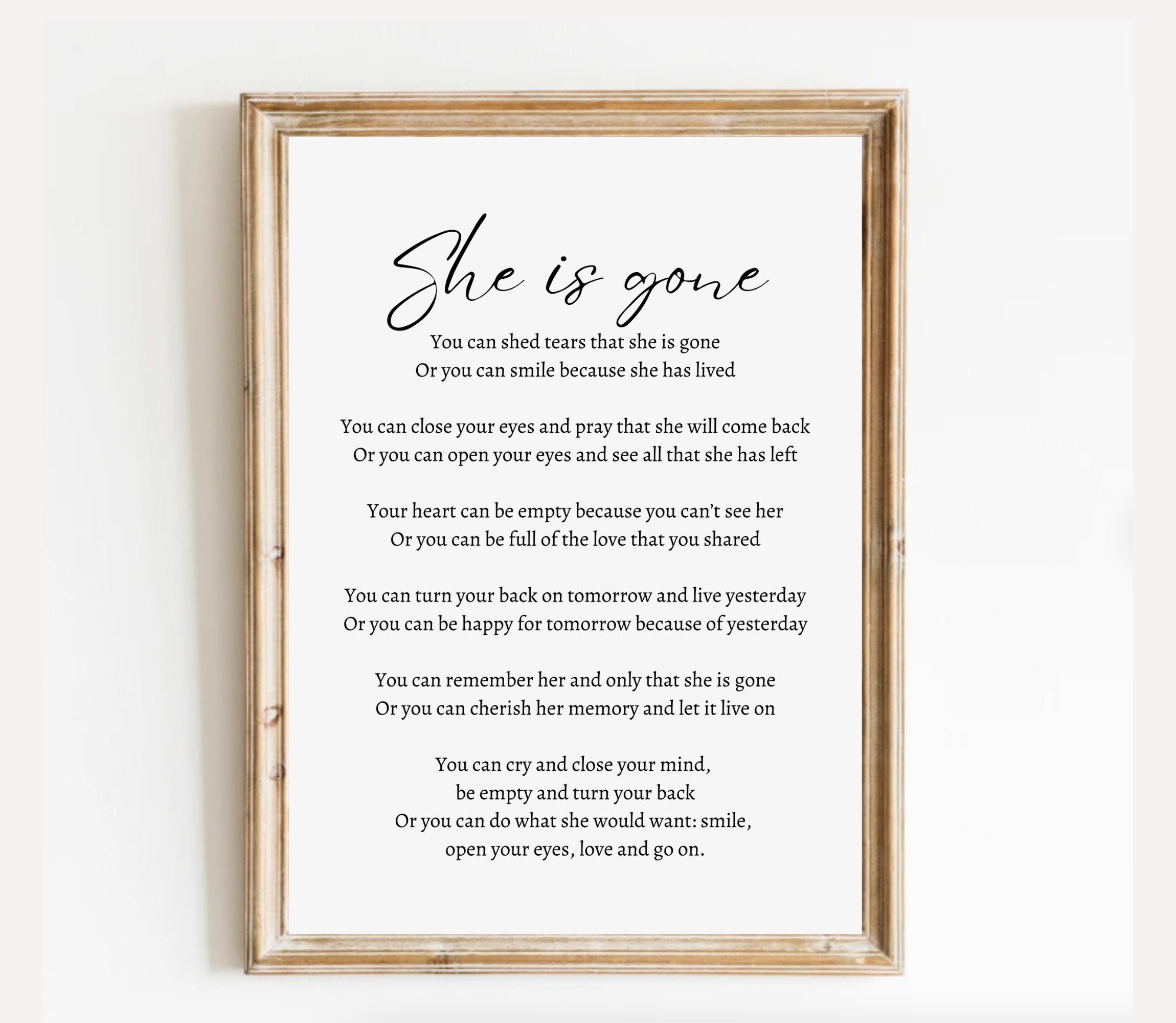 She is Gone David Harkins Printable Poem, Digital Download, Grief Quote ...