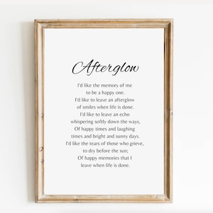 Afterglow Poem, Funeral Poem, Lost Loved One Poem, in Memory Of, Grief ...