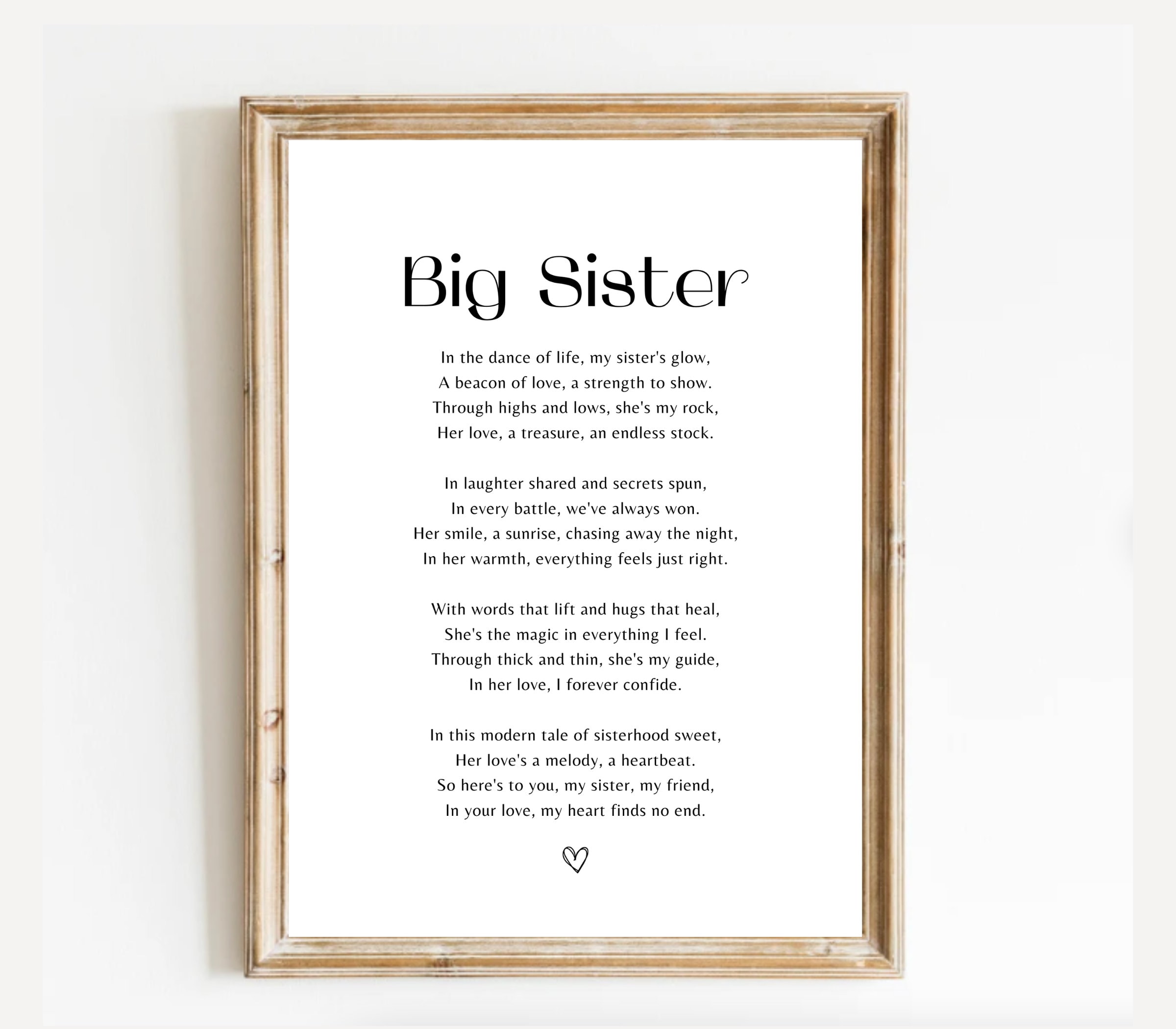 Big Sister Poem PRINT, Big Sister Gift, Sister Poem, Gift for Sisters ...
