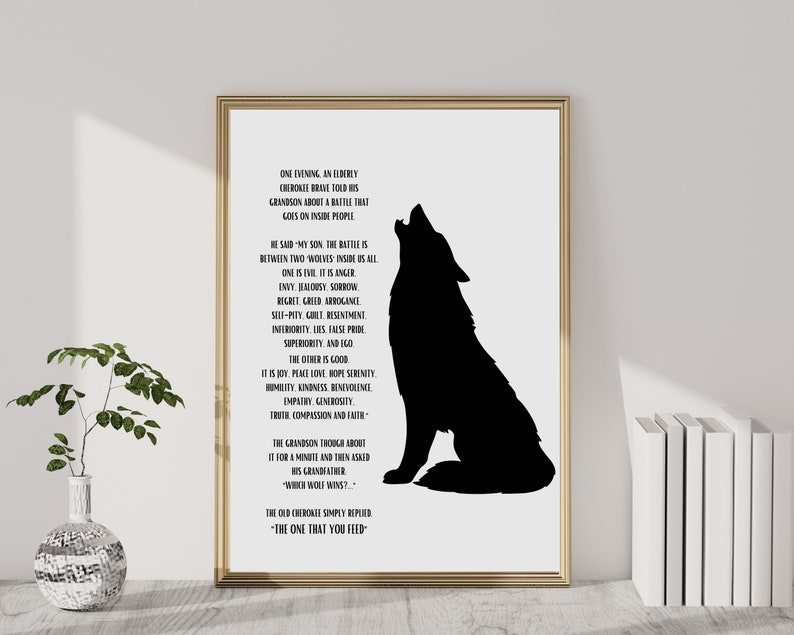 Two Wolves Quote Print | Cherokee Legend, Native American (INSTANT ...