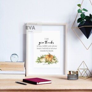 Psalm 9:1 Give Thanks to You Bible Verse Print, Printable Wall Art ...