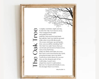 The Oak Tree Poem Printable, Mighty Oak Tree of Life Print ...