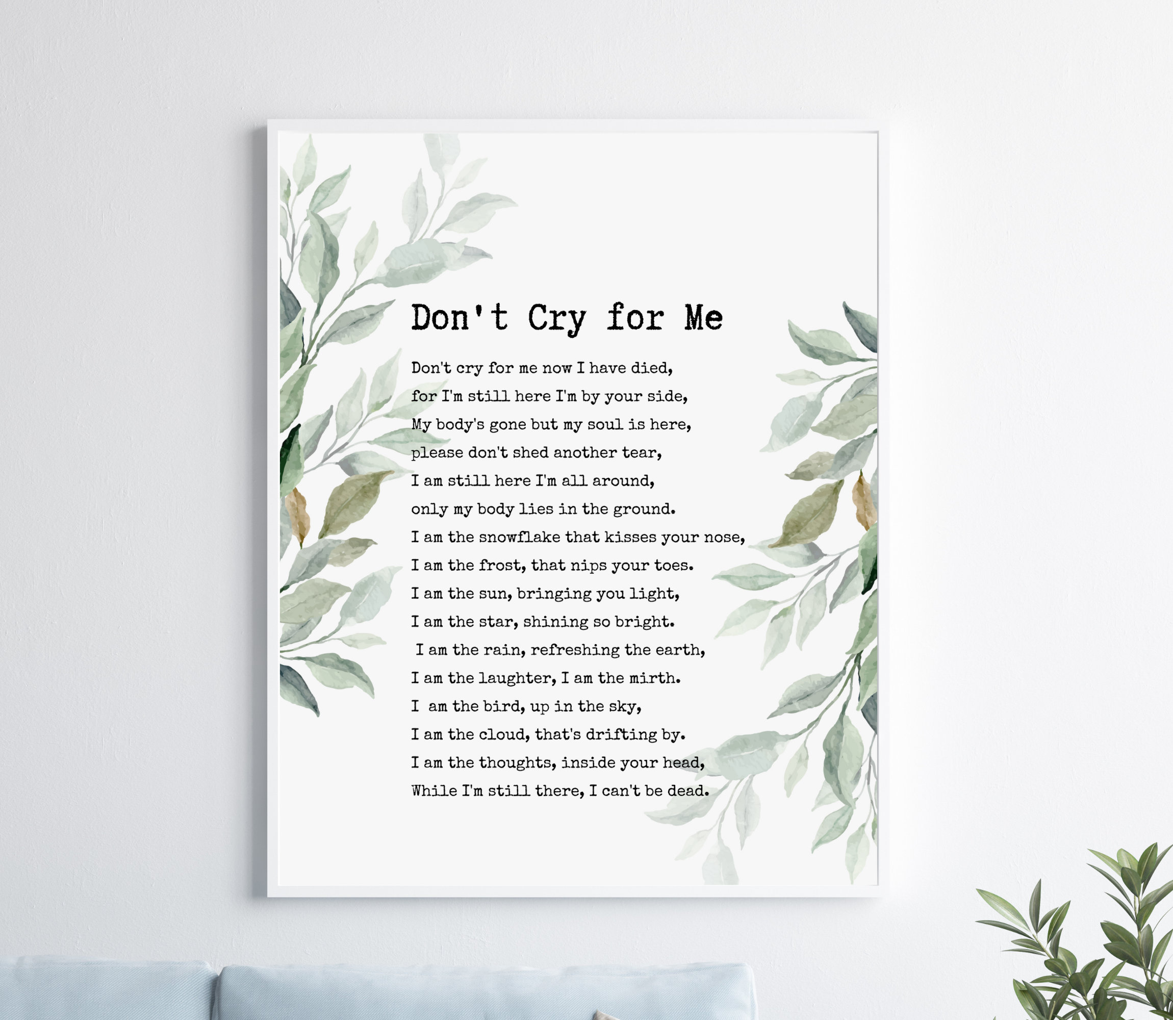Don't Cry for Me Memorial Poem. Celebration of Life - Etsy