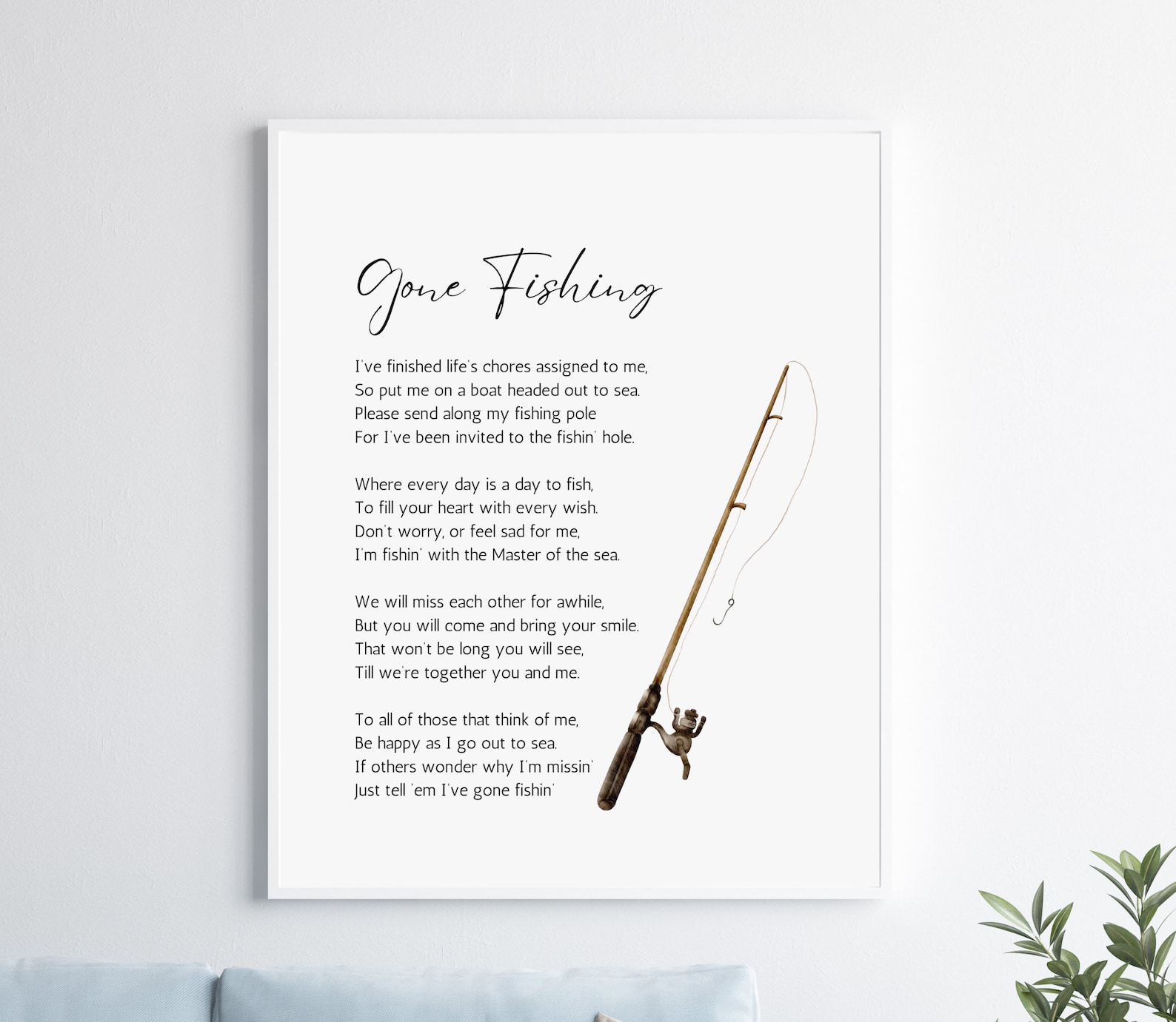 Gone Fishing Poem Ready to Print, Celebration of Life Poem for ...