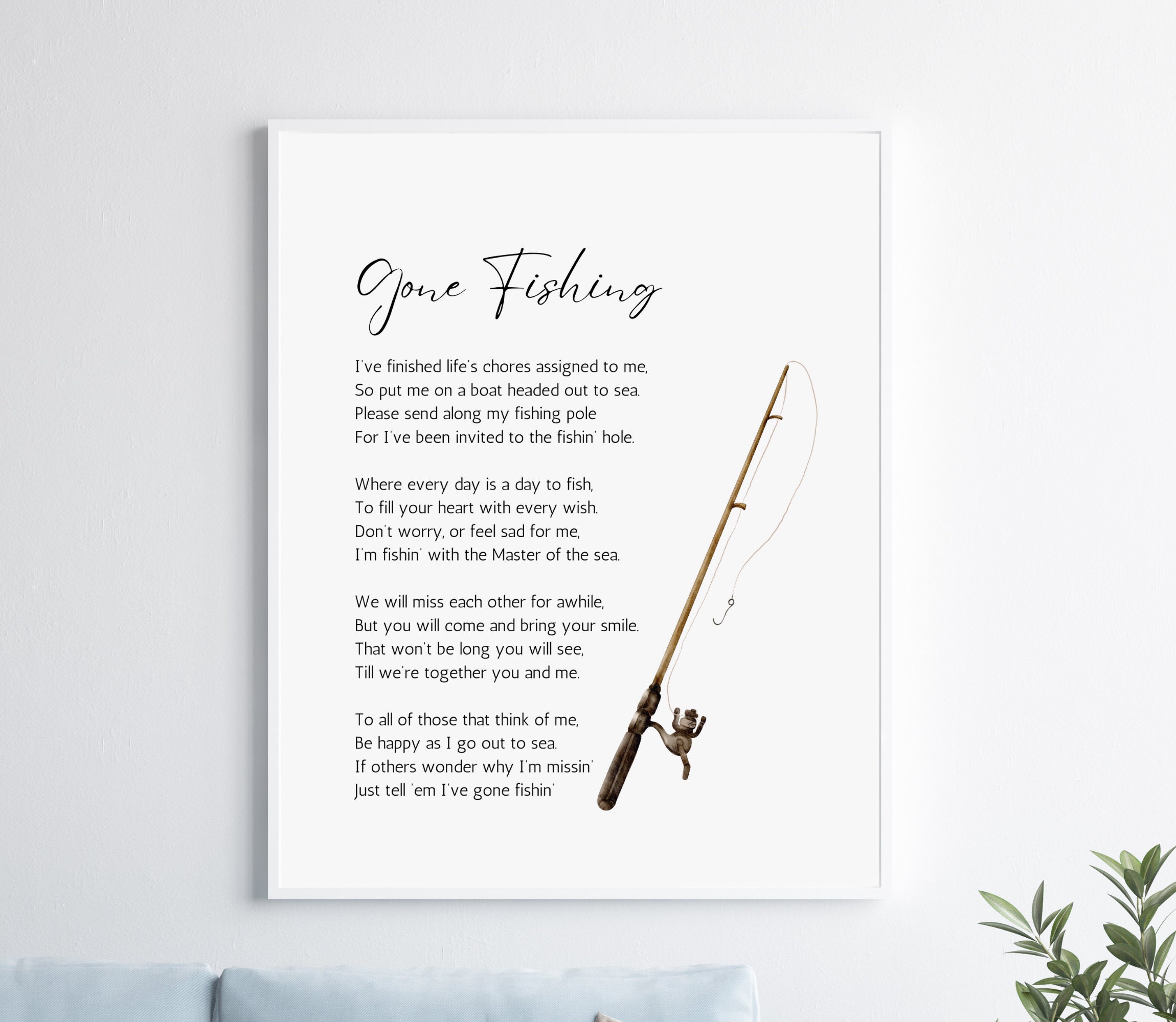 Gone Fishing Poem Ready to Print Celebration of Life Poem for - Etsy