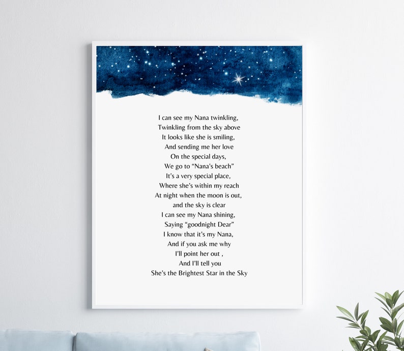 BRIGHTEST Star in the Sky Memorial Poem. Celebration of Life, Funeral ...