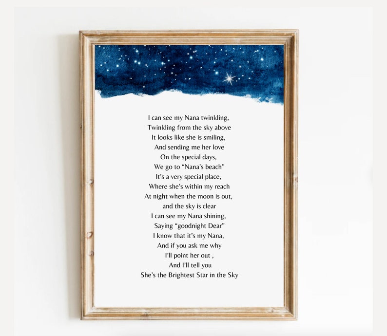 BRIGHTEST Star in the Sky Memorial Poem. Celebration of Life, Funeral ...