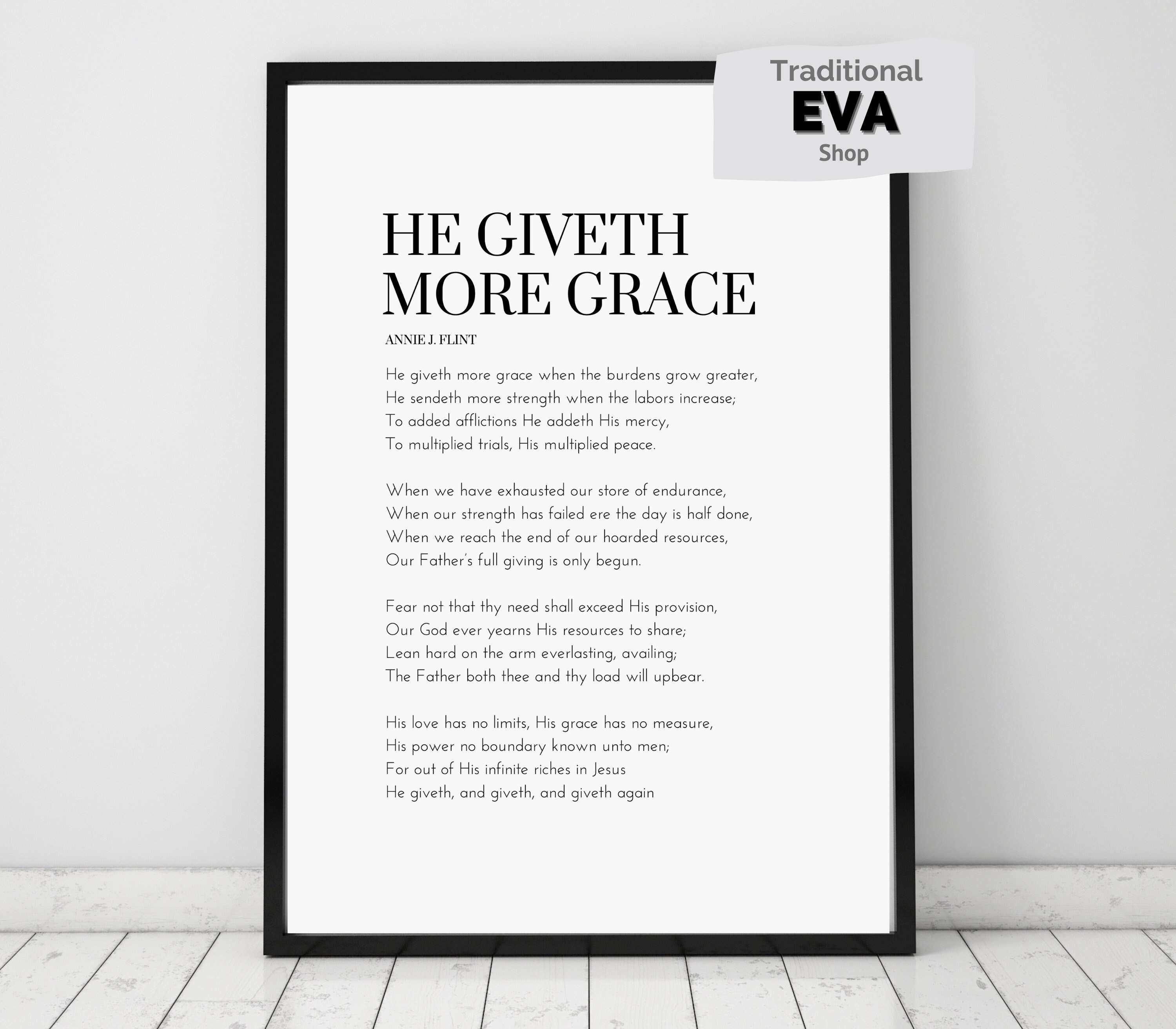 He giveth more grace Annie J Flint poem PRINTABLE gift | Etsy