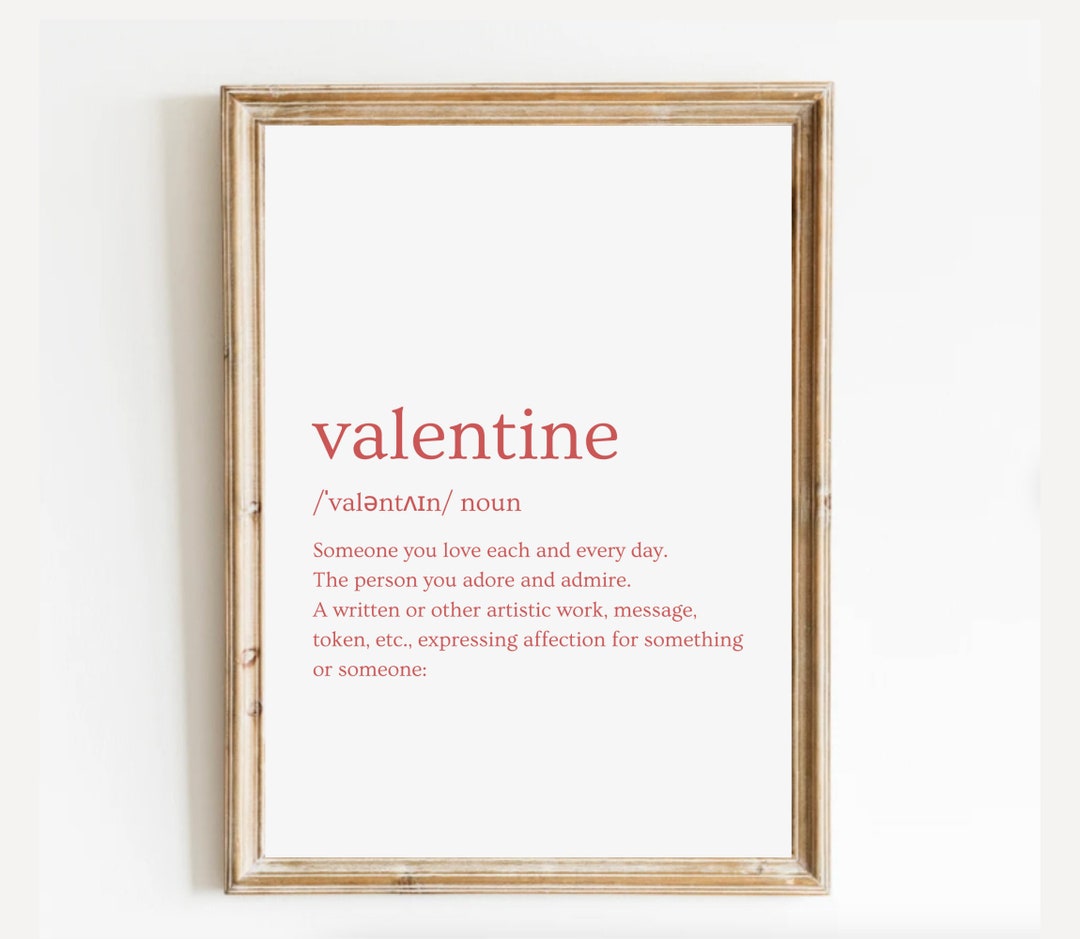 Valentine Definition Print, Minimalist Gallery Wall Art (digital ...