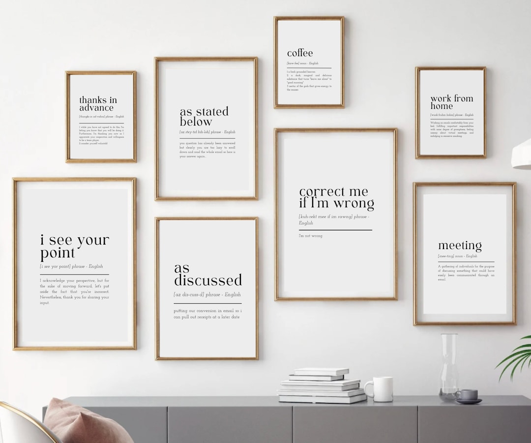 Set of 18 PRINTABLES | Home Office Decor | Funny Office Decor | Office ...