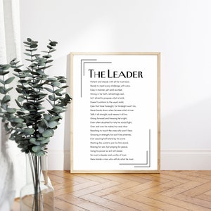 The Leader Poem Poster | Gift for Boss – Male & Female Versions ...