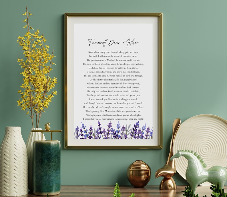 Farewell Dear Mother Funeral Printable Poem Digital - Etsy